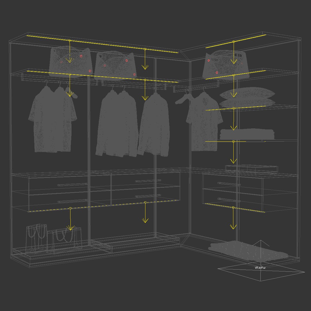 Walk-in Wardrobe beige model - TurboSquid 2109494
