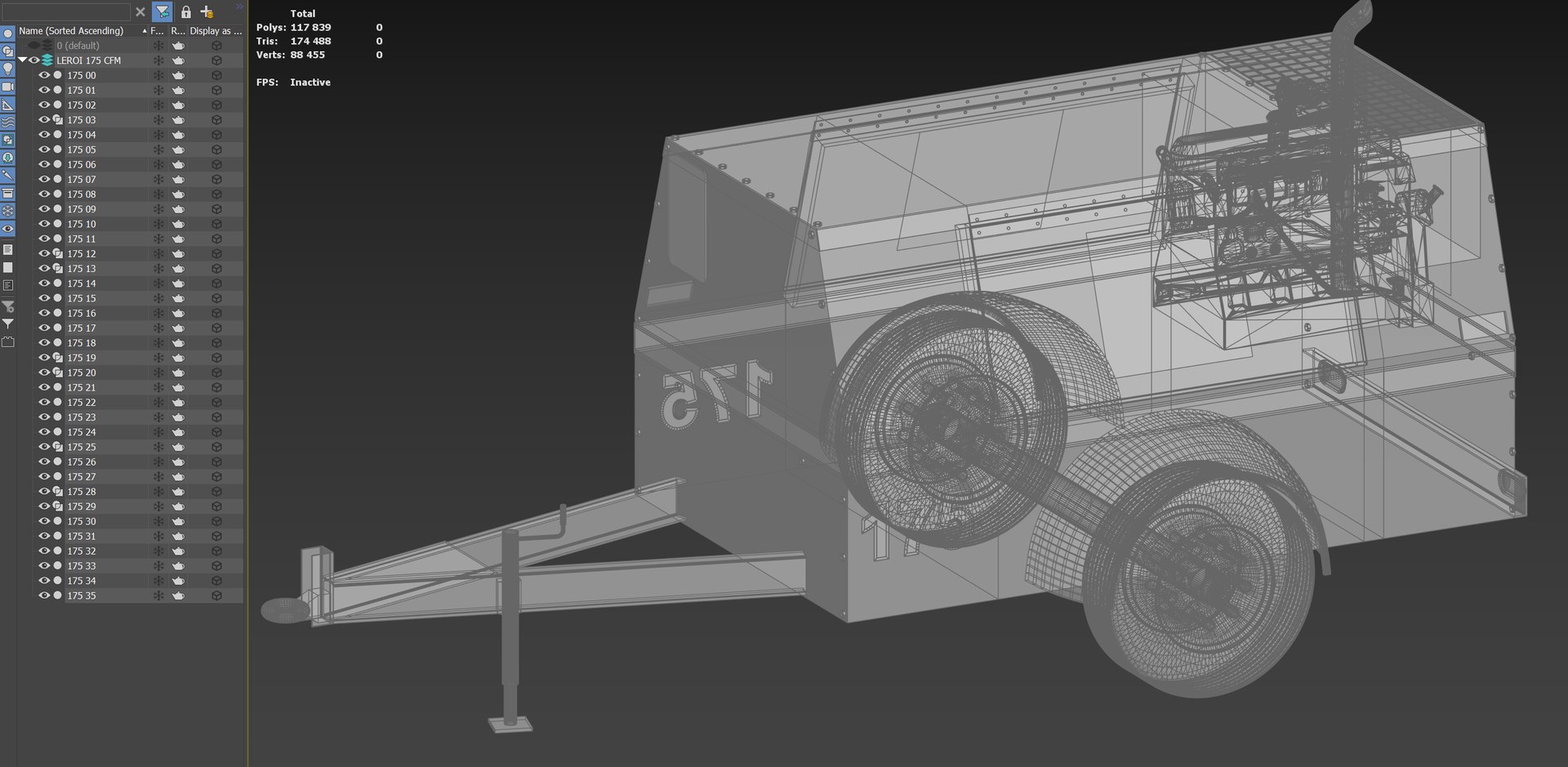 3D LEROI 175 CFM Portable Air Compressor Model - TurboSquid 2212097