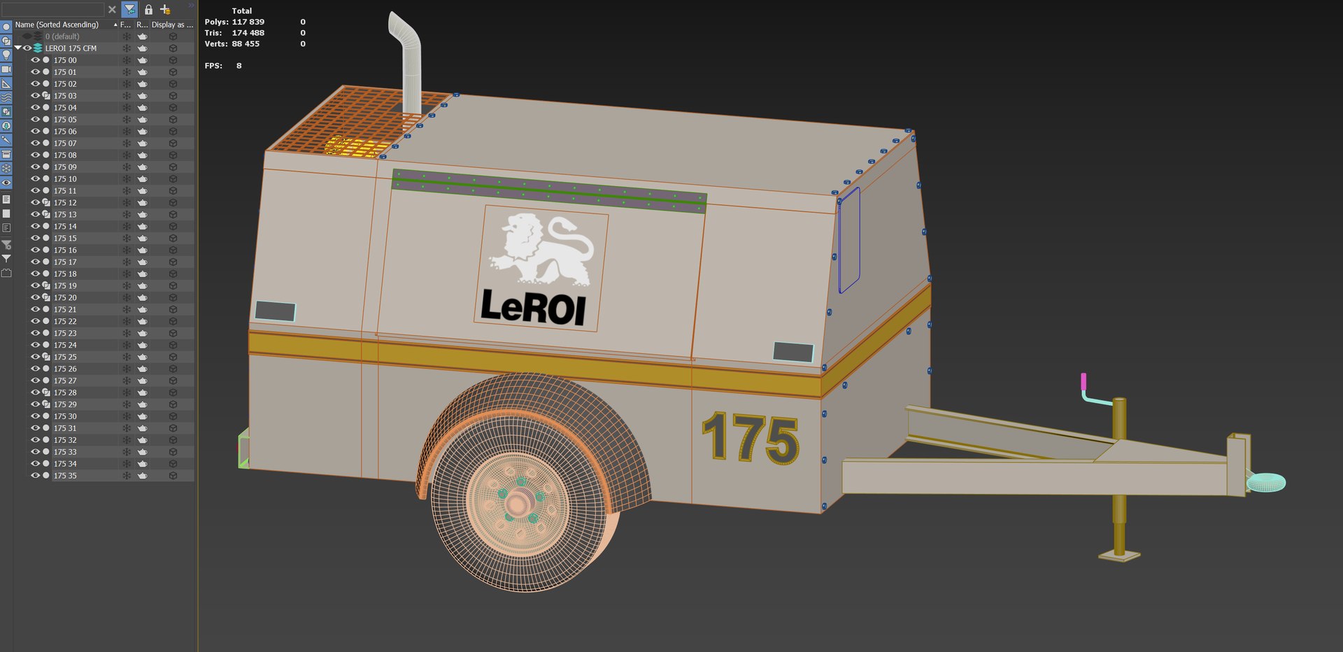 3D LEROI 175 CFM Portable Air Compressor Model - TurboSquid 2212097