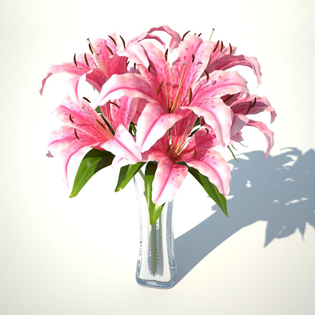 3d Lily Pink Bouquet V Model