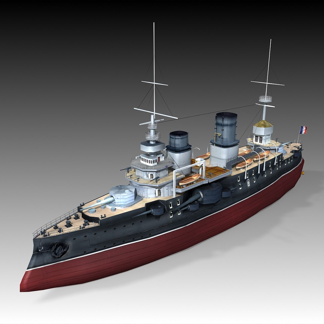 3d Model French Battleship Bouvet World War