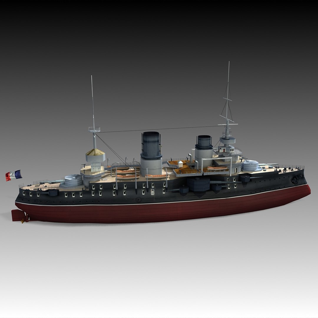 3d Model French Battleship Bouvet World War