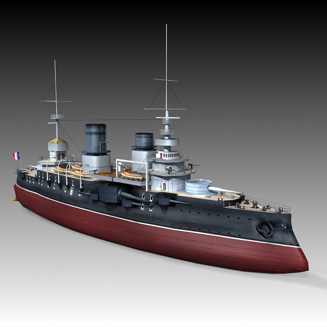3d Model French Battleship Bouvet World War