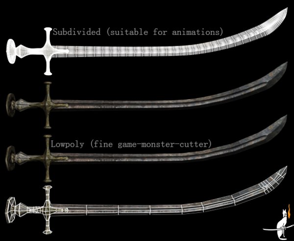 traditional tulwar sword 3d model