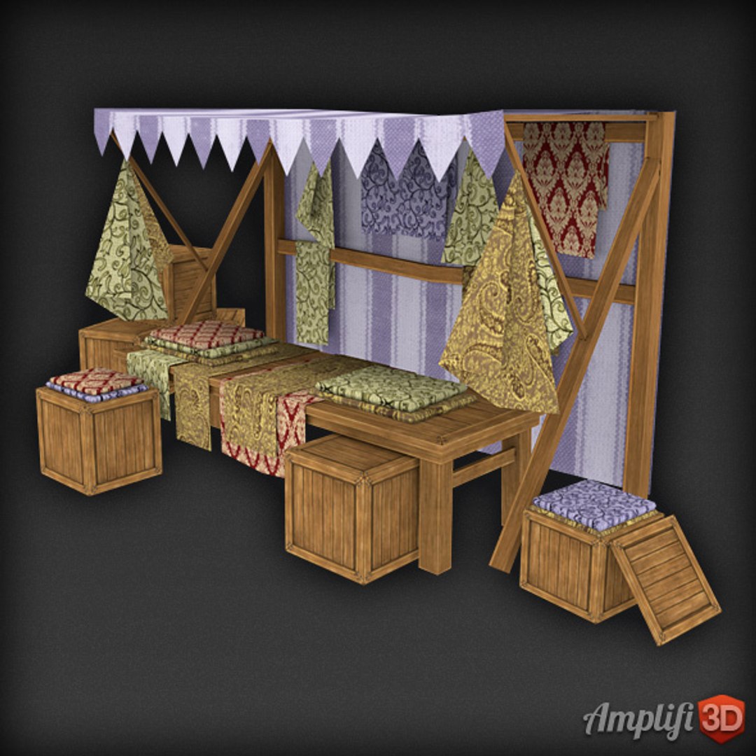3d model market stall fabric