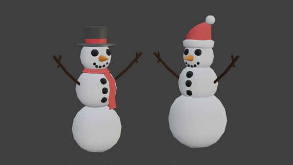 3D model Low-poly Game-Ready snowman set - TurboSquid 1819812
