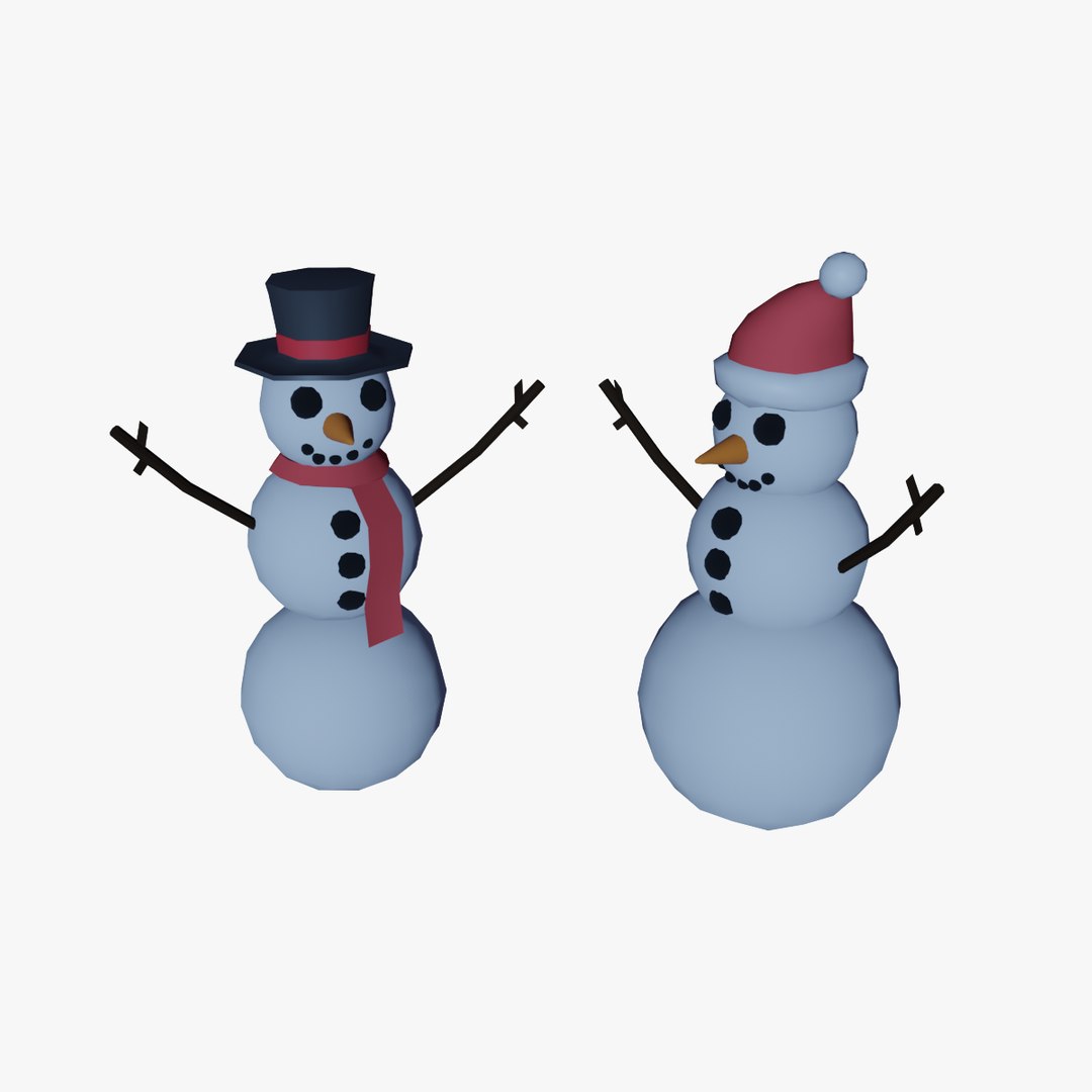 3D model Low-poly Game-Ready snowman set - TurboSquid 1819812