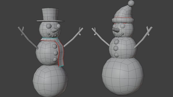 3D model Low-poly Game-Ready snowman set - TurboSquid 1819812