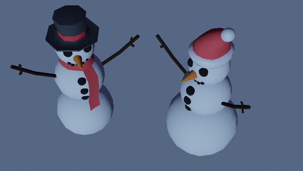 3D model Low-poly Game-Ready snowman set - TurboSquid 1819812