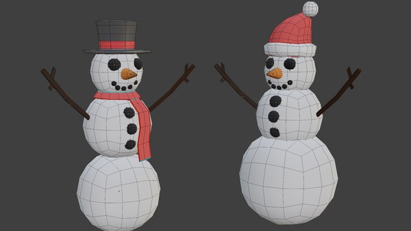 3D model Low-poly Game-Ready snowman set - TurboSquid 1819812