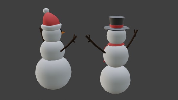 3D model Low-poly Game-Ready snowman set - TurboSquid 1819812