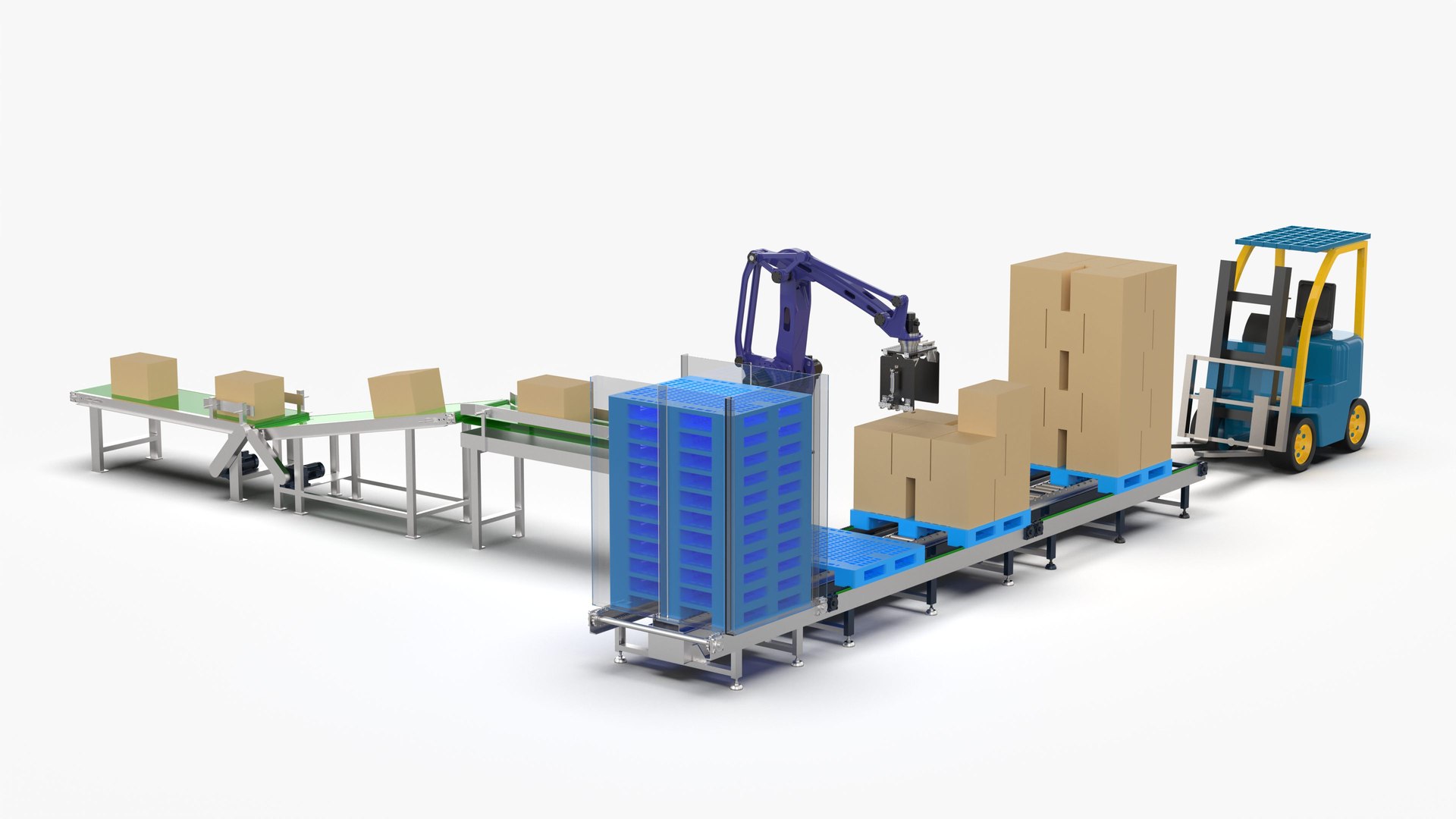 3D Model Robot Palletizing Card Board Line - TurboSquid 2063530