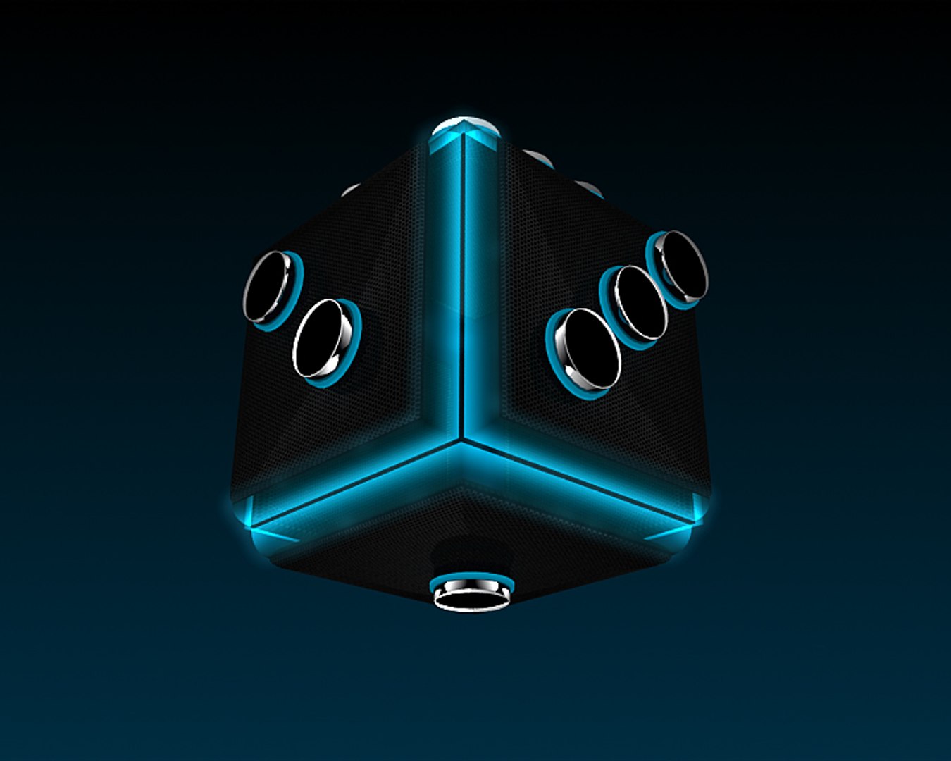 3d model of glowing dice