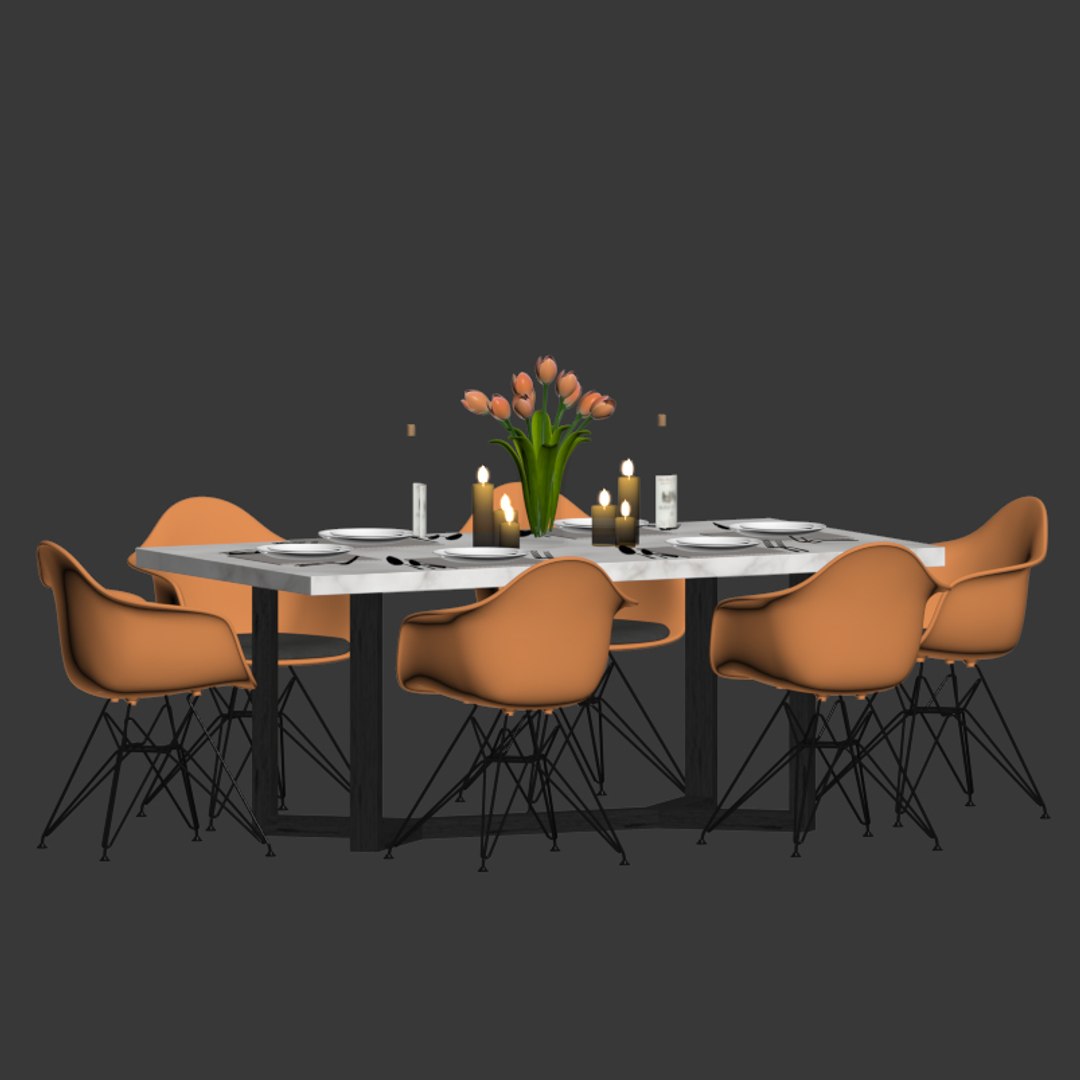 Dinning set dining table 3D model - TurboSquid 1491813