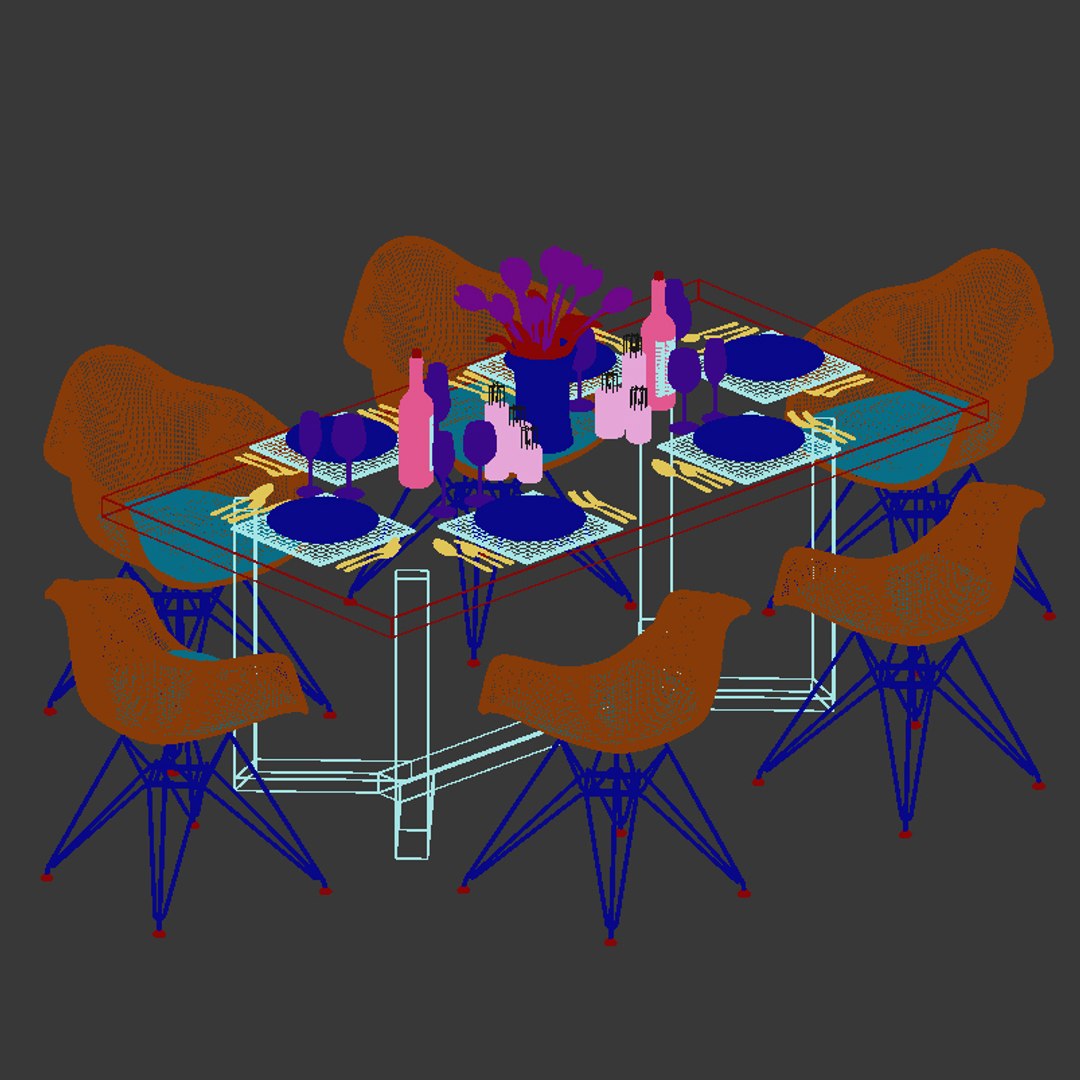 Dinning set dining table 3D model - TurboSquid 1491813