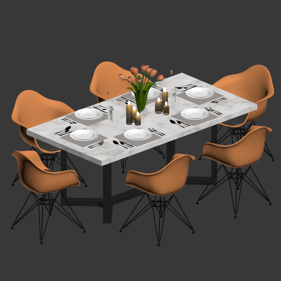 Dinning set dining table 3D model - TurboSquid 1491813