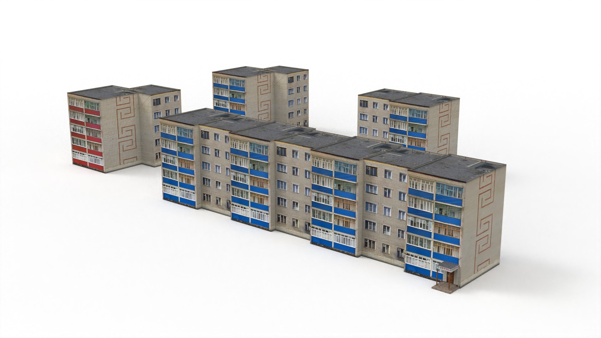 Five-story Houses 3D Model - TurboSquid 1802800