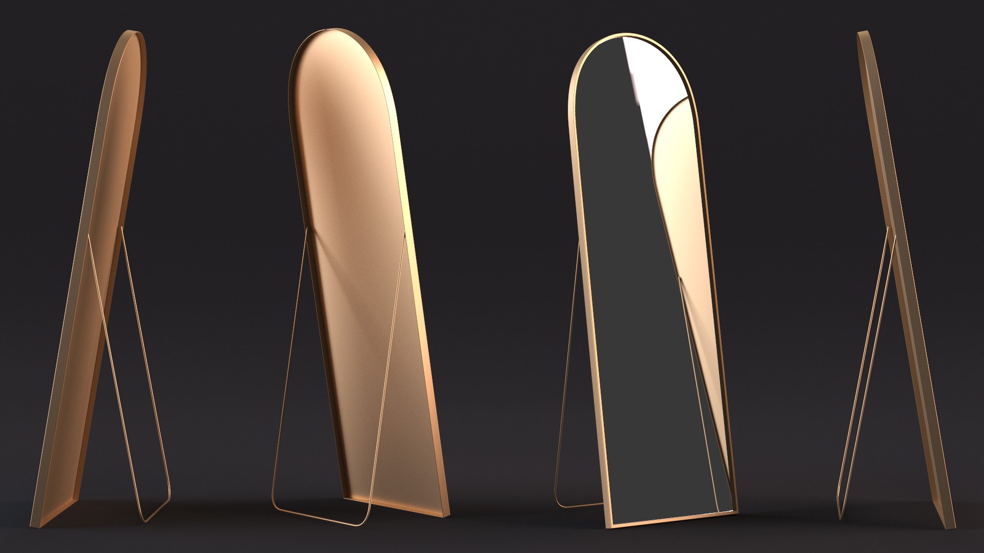 Standing Mirror Golden 3D Model - TurboSquid 2118884