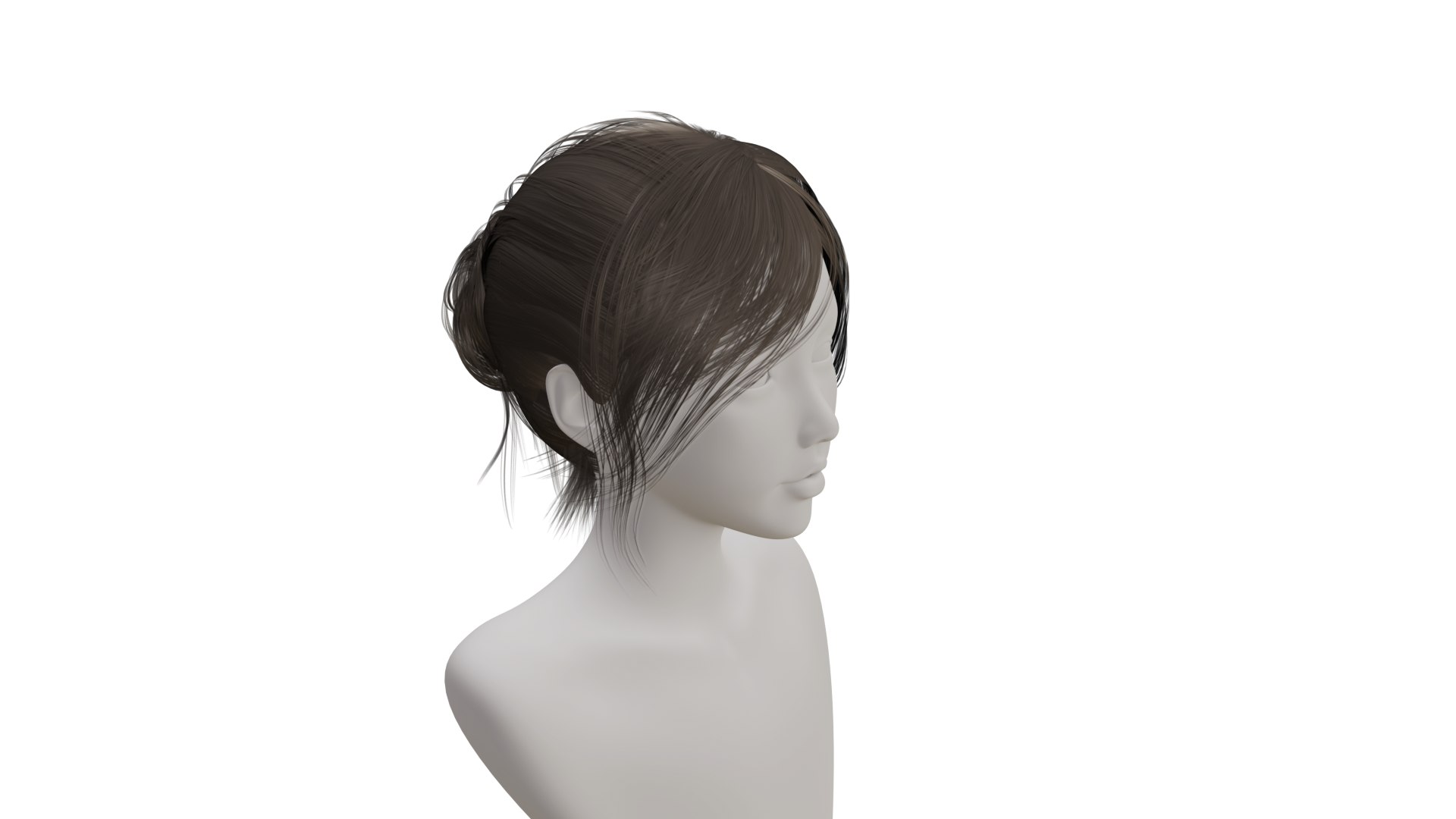 Real Woman Bun Hair 3D - TurboSquid 2106519