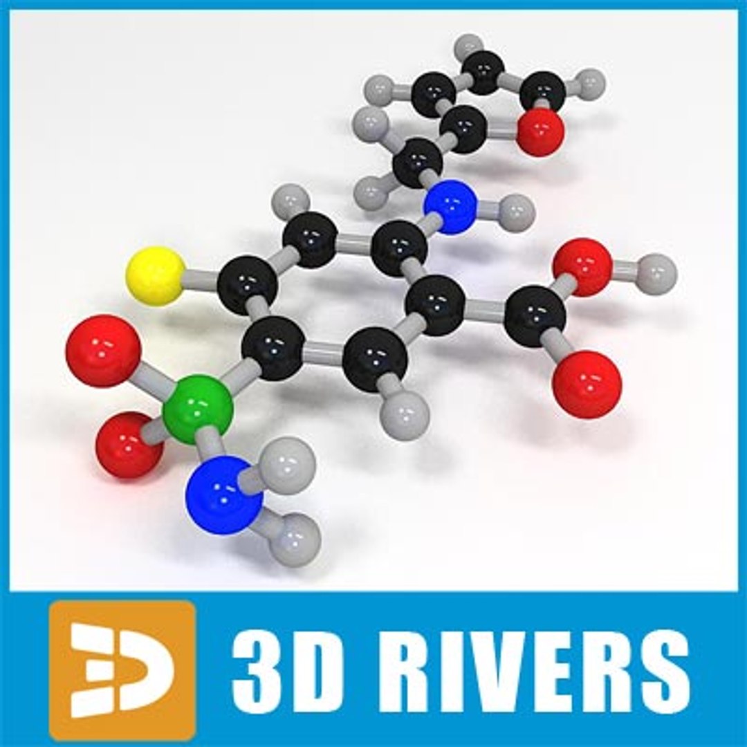 3ds Max Furosemide Molecule Structure