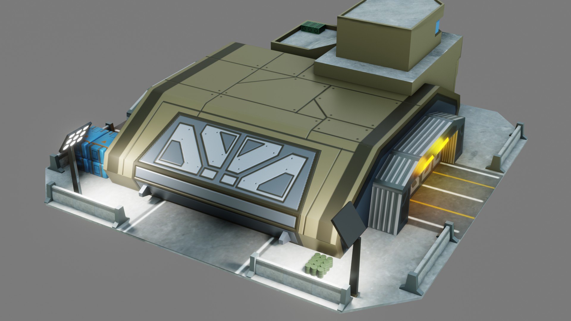 Sci-Fi Hangar - Low Poly - Game Ready - PBR 3D - TurboSquid 1964821