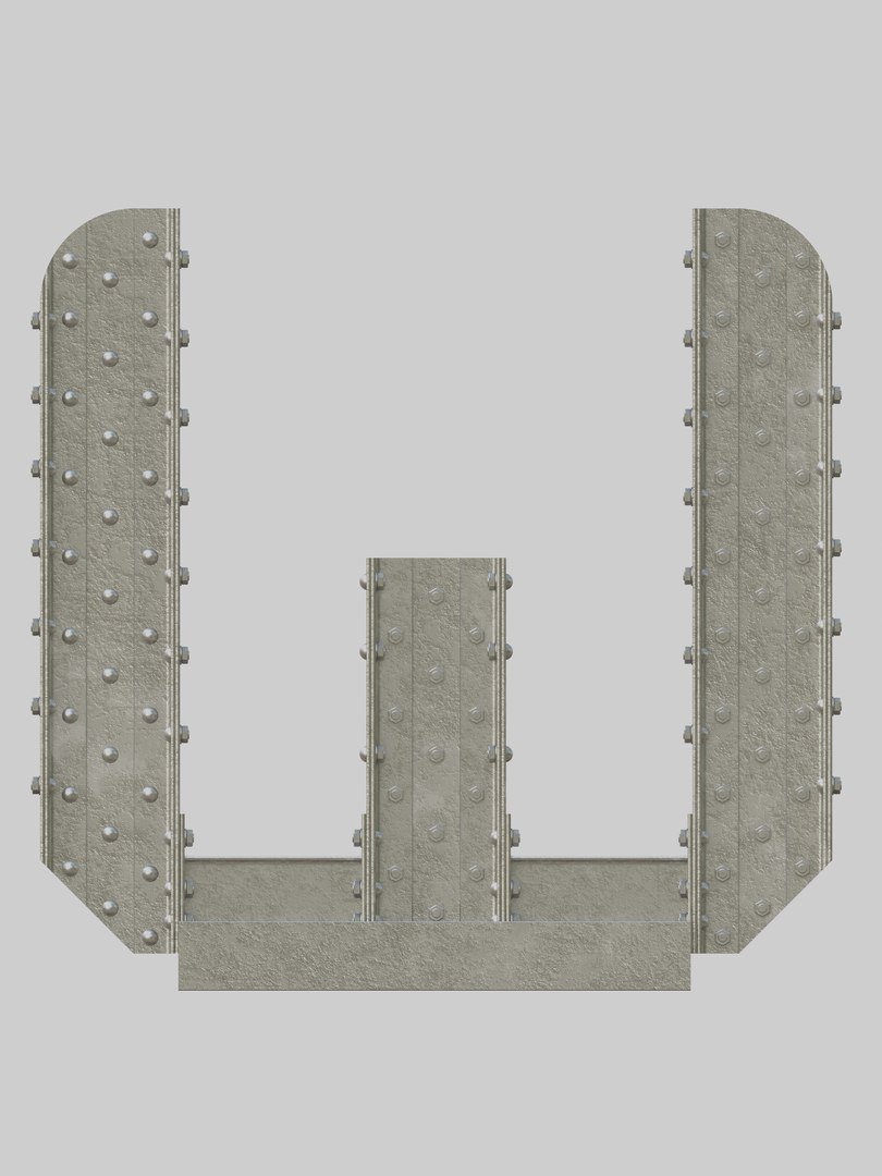 3D Steel Construction Font - Letter W Model - TurboSquid 1894735