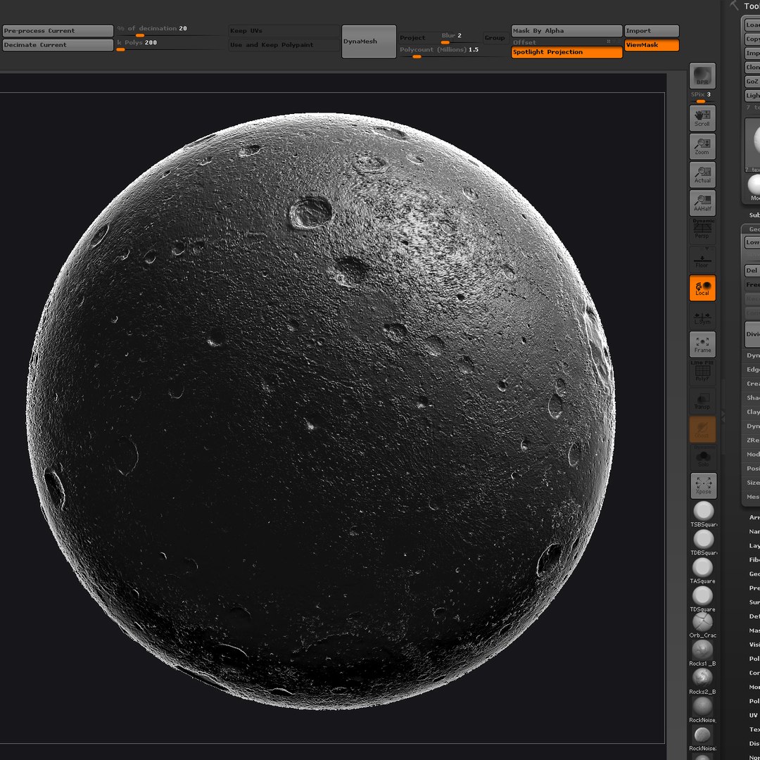 3d Model Moon Zbrush