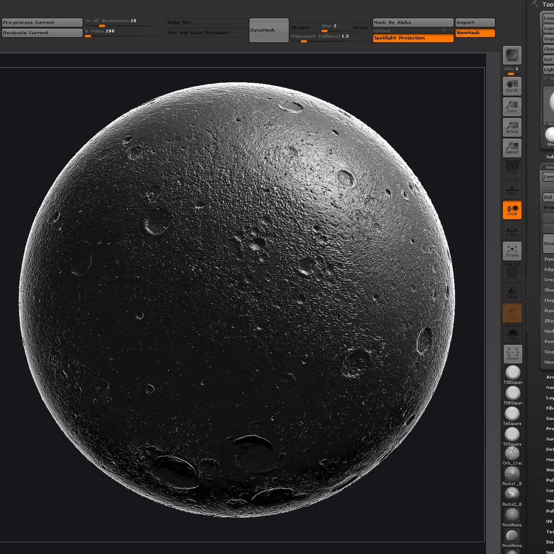 3d Model Moon Zbrush