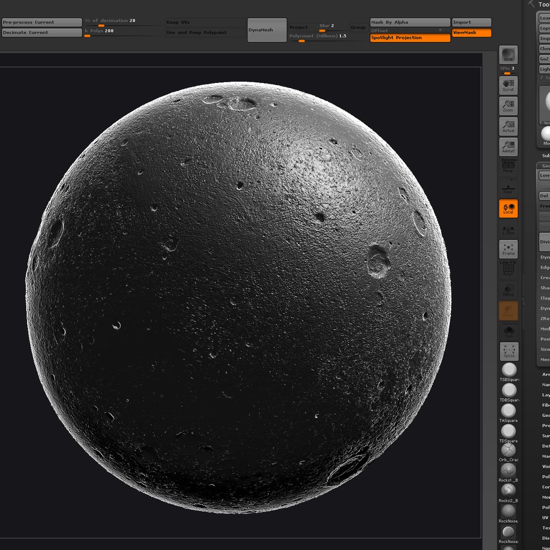 3d Model Moon Zbrush