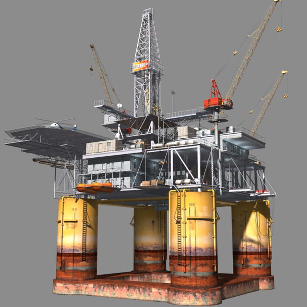 oil rig scene 3d model