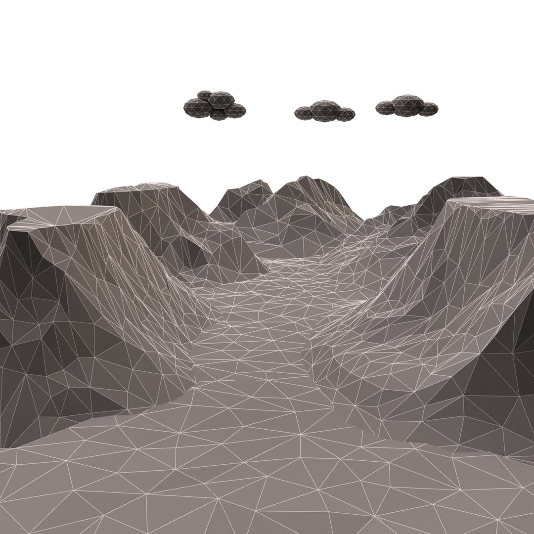 3d Model Of Trees Mountain Scene