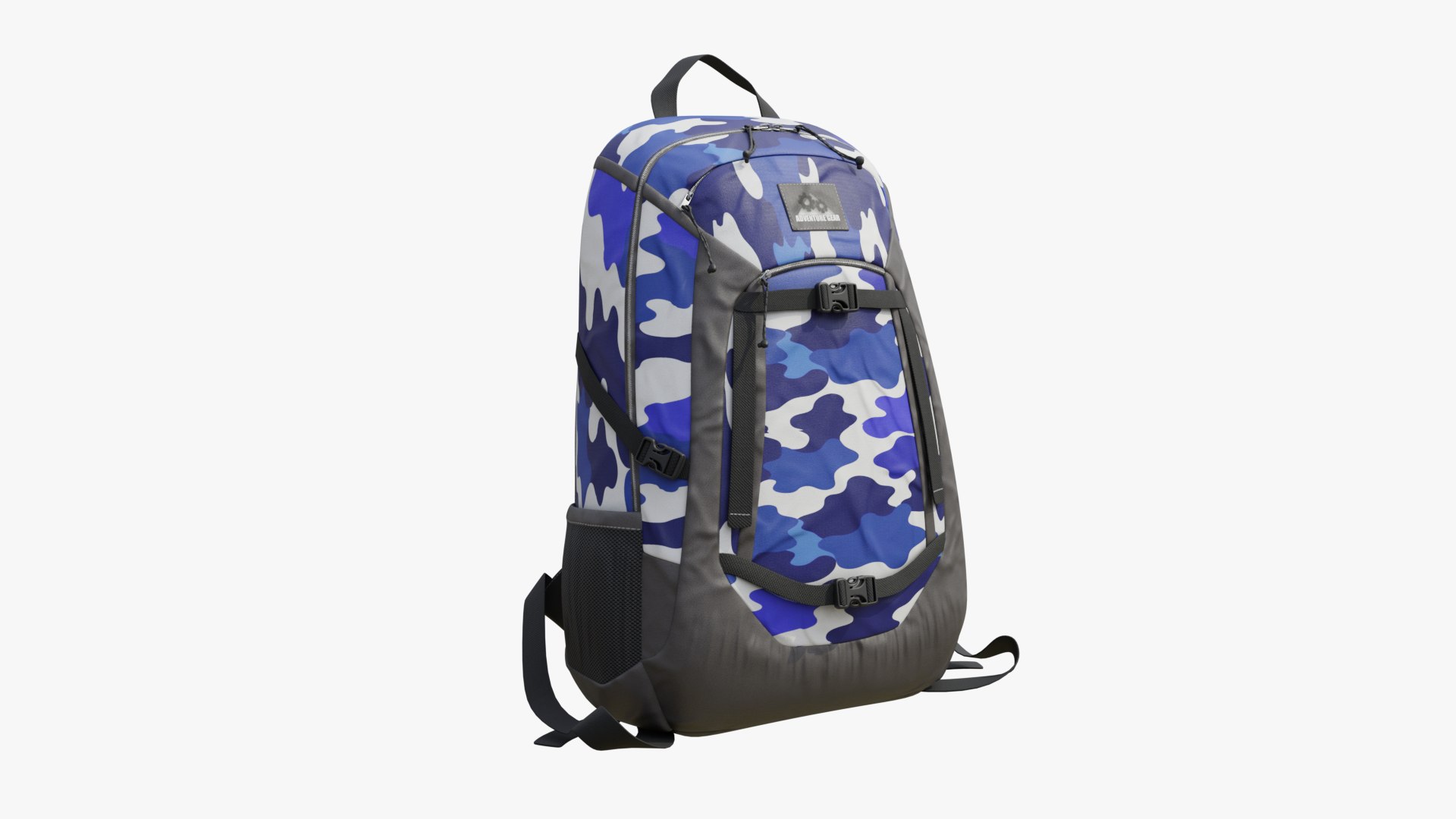 Sport Backpack With Blue-White Military Camouflage Pattern 3D Model ...
