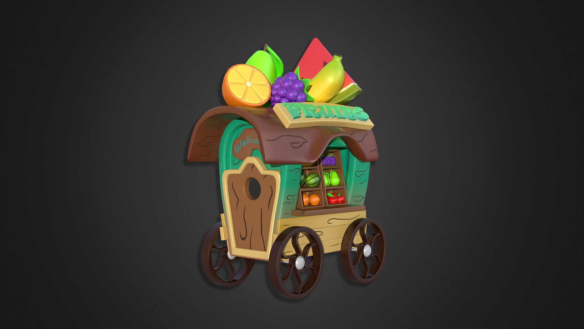 3D Asset - Cartoons - Food Fruits Car - TurboSquid 2158191