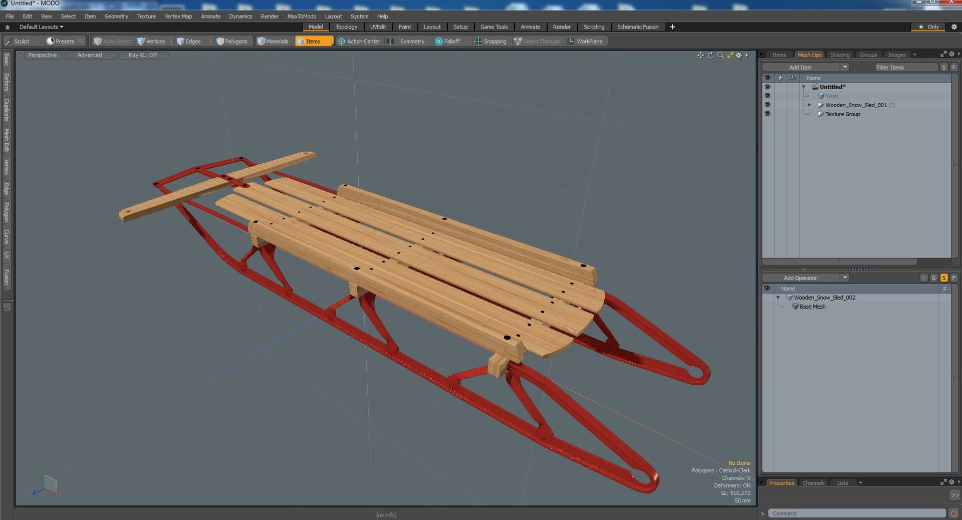 Wooden Snow Sled Model - TurboSquid 1994612