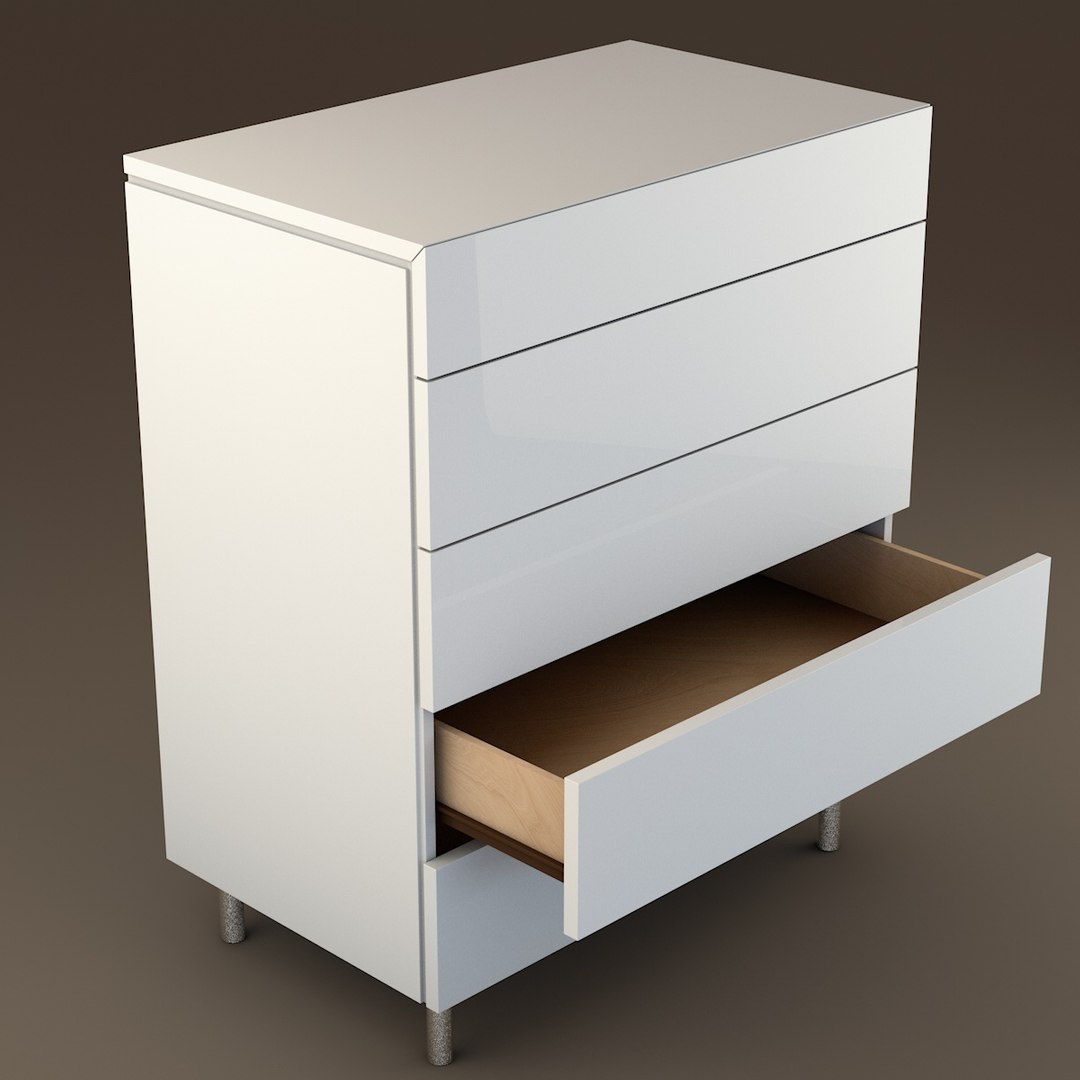 modern white drawers 3d obj