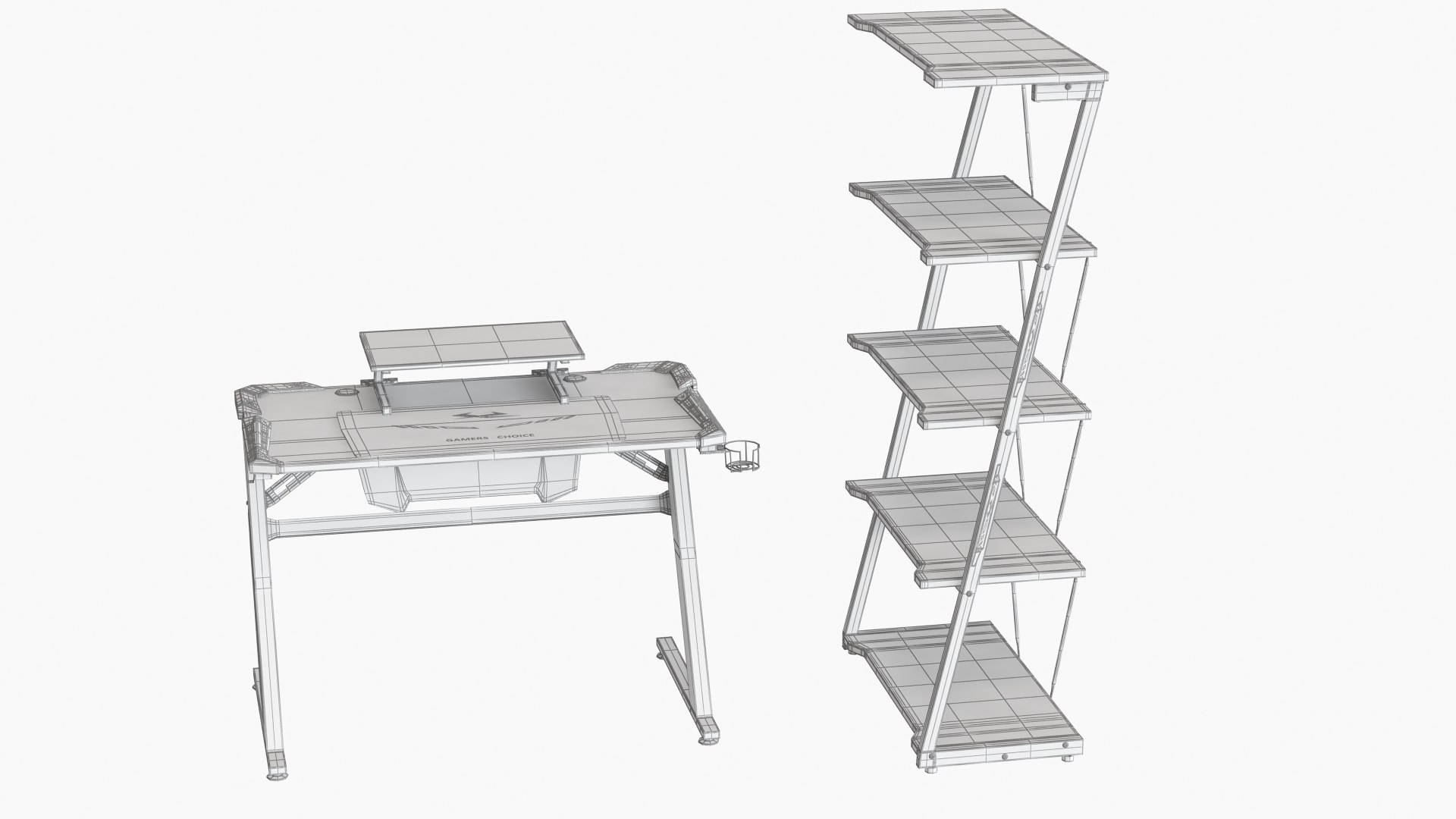 Shelves Gaming Desk 3D Model - TurboSquid 1462721