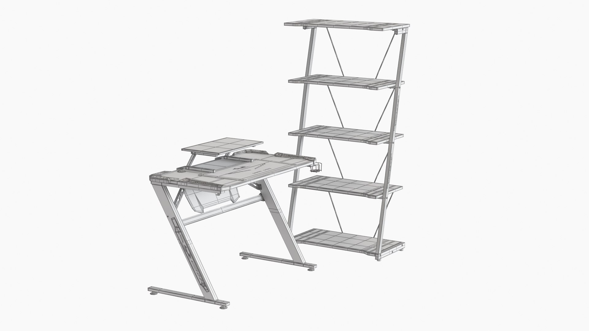 Shelves Gaming Desk 3D Model - TurboSquid 1462721