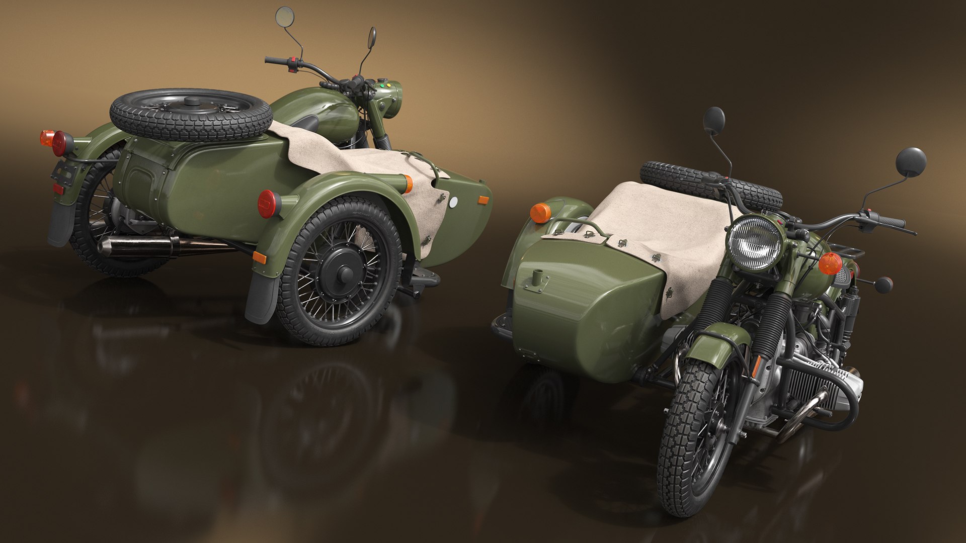 3D Vintage Motorcycle With Sidecar Rigged - TurboSquid 2391399