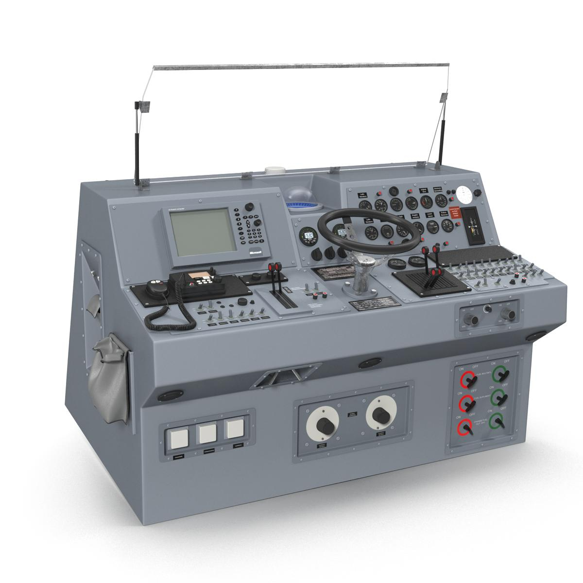 3d military boat control panel model