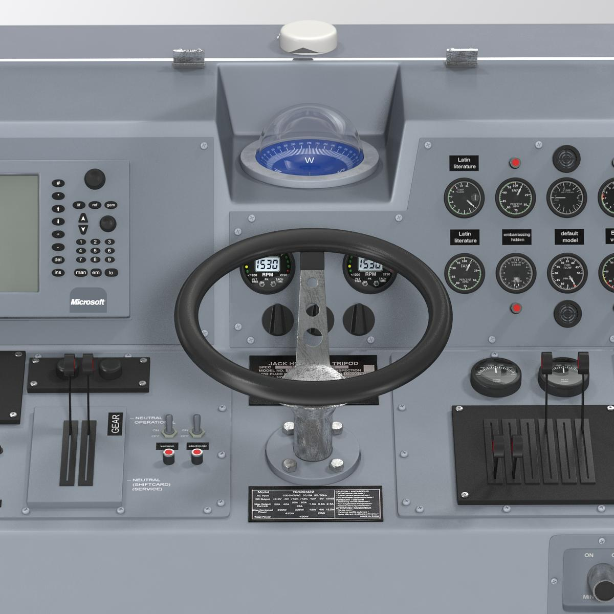 3d military boat control panel model