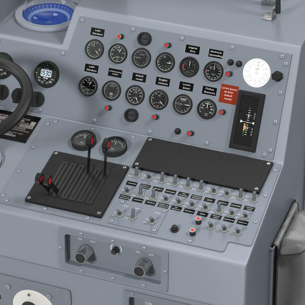 3d military boat control panel model