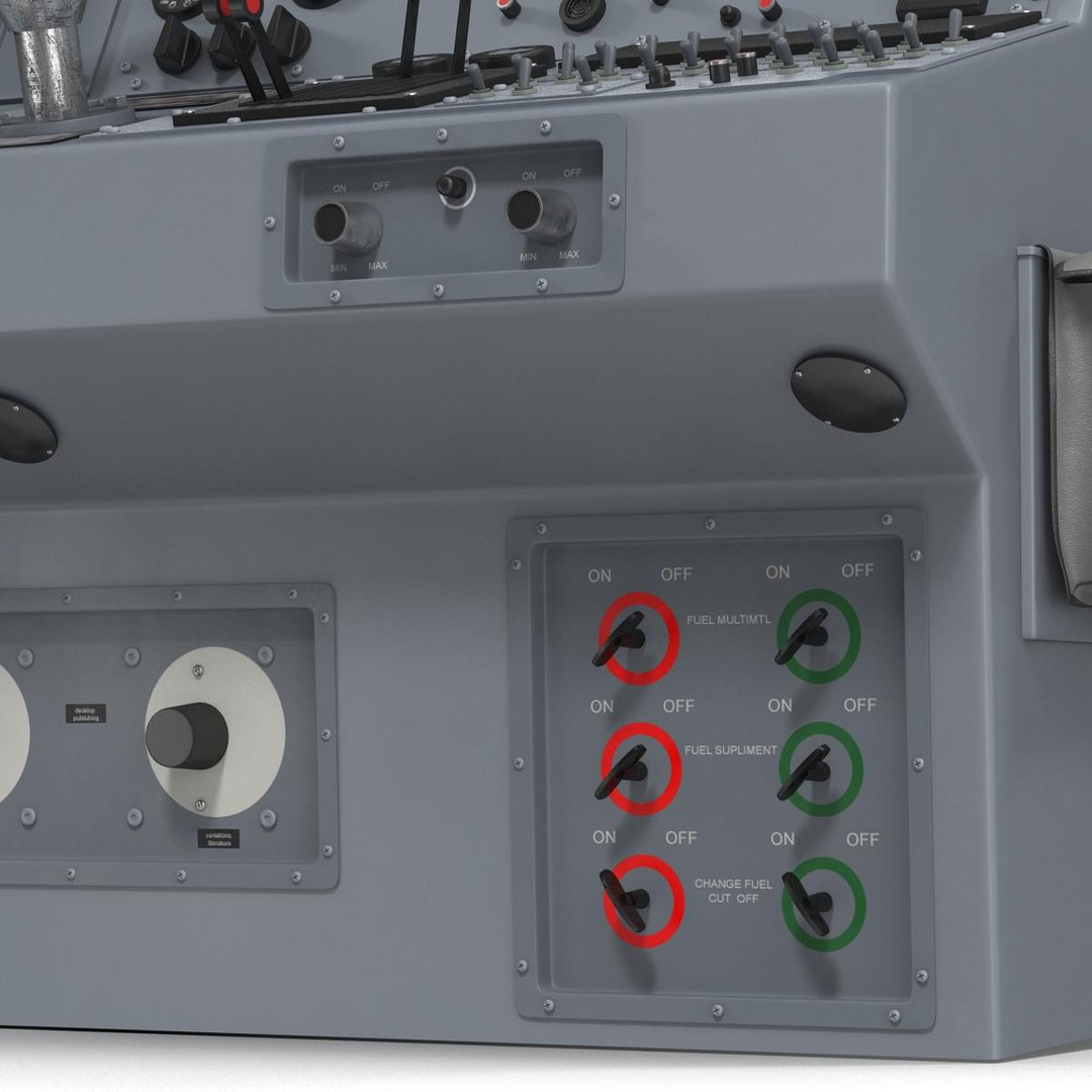 3d military boat control panel model