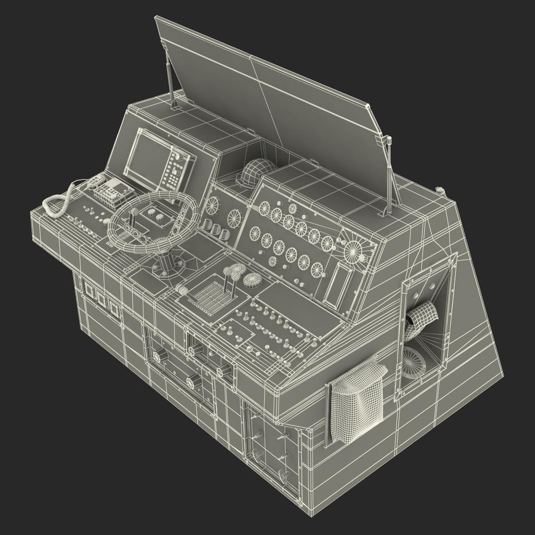 3d military boat control panel model
