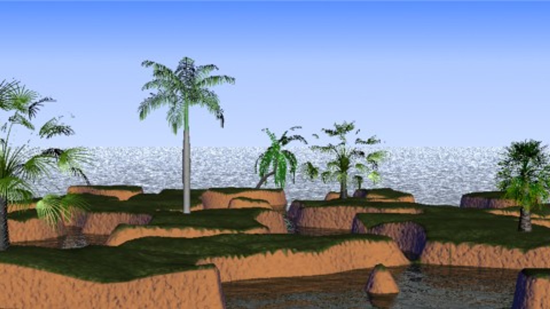 Small Coastal Terrain Palm Trees 3d Max