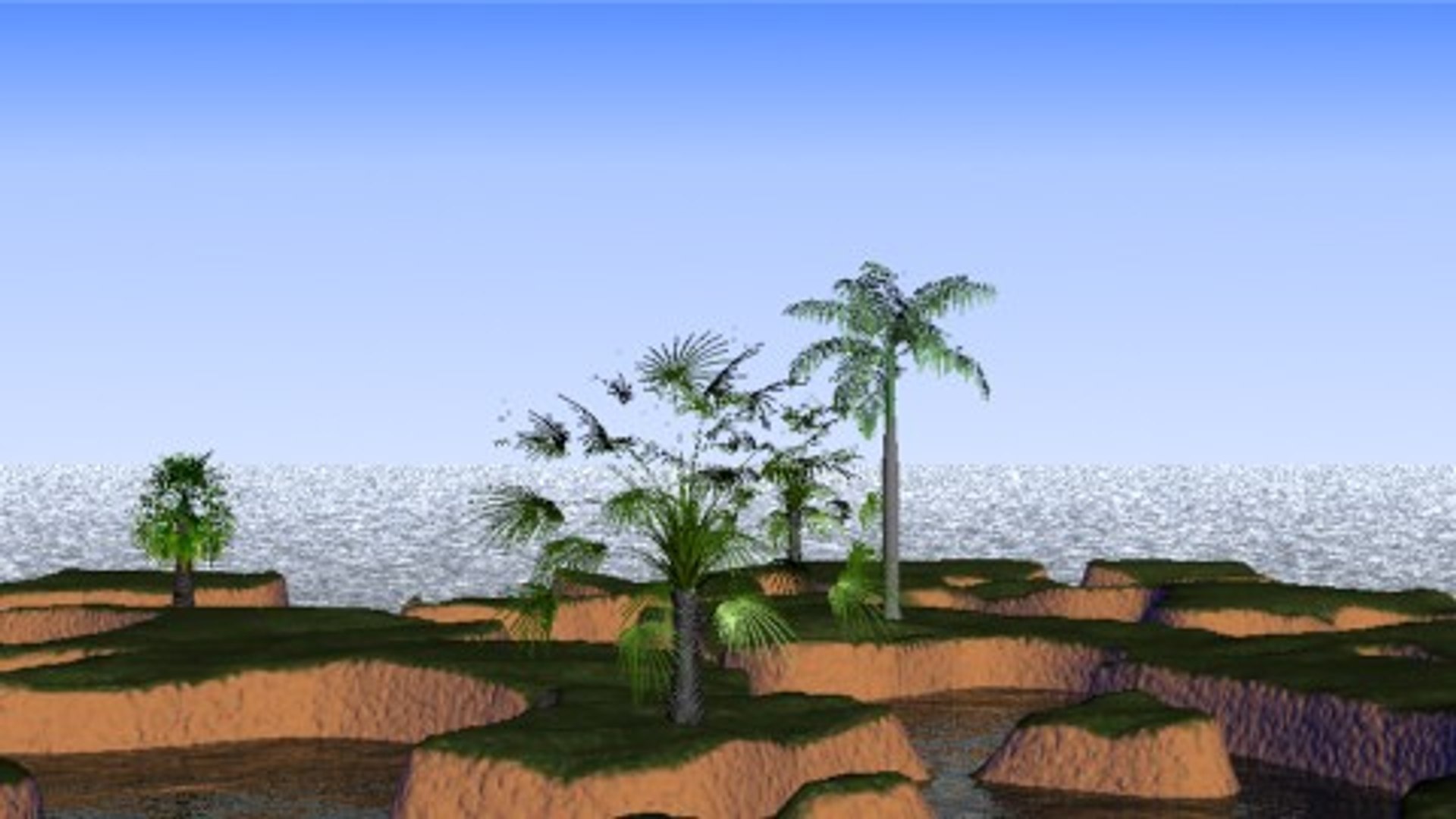 Small Coastal Terrain Palm Trees 3d Max