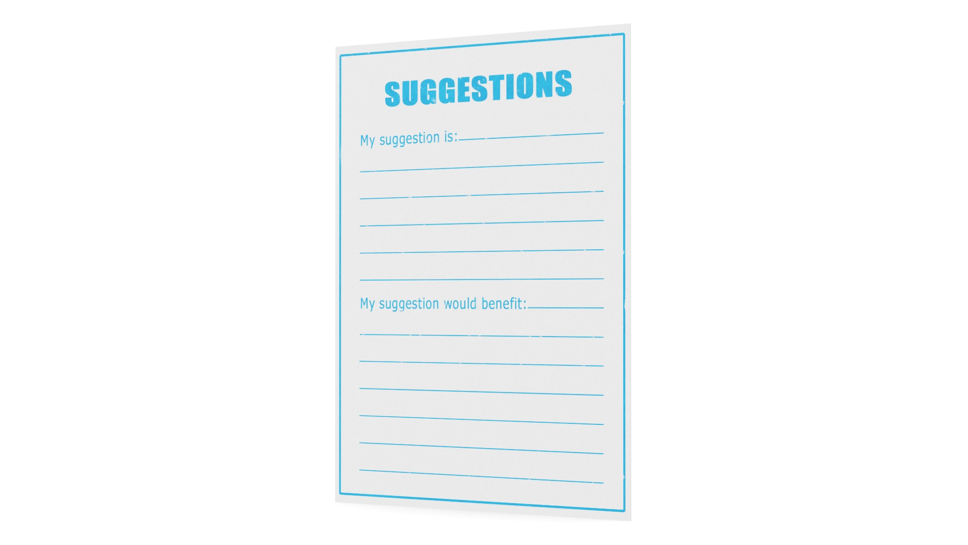 3D Blank Suggestions Form Light Blue - TurboSquid 2209226