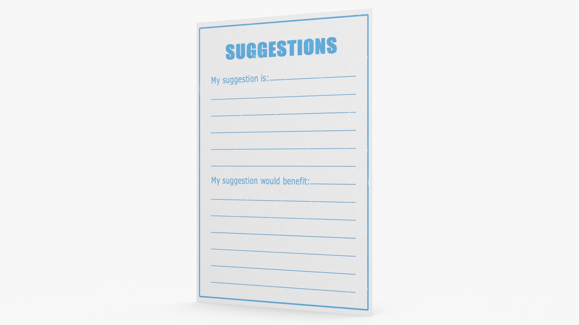 3D Blank Suggestions Form Light Blue - TurboSquid 2209226