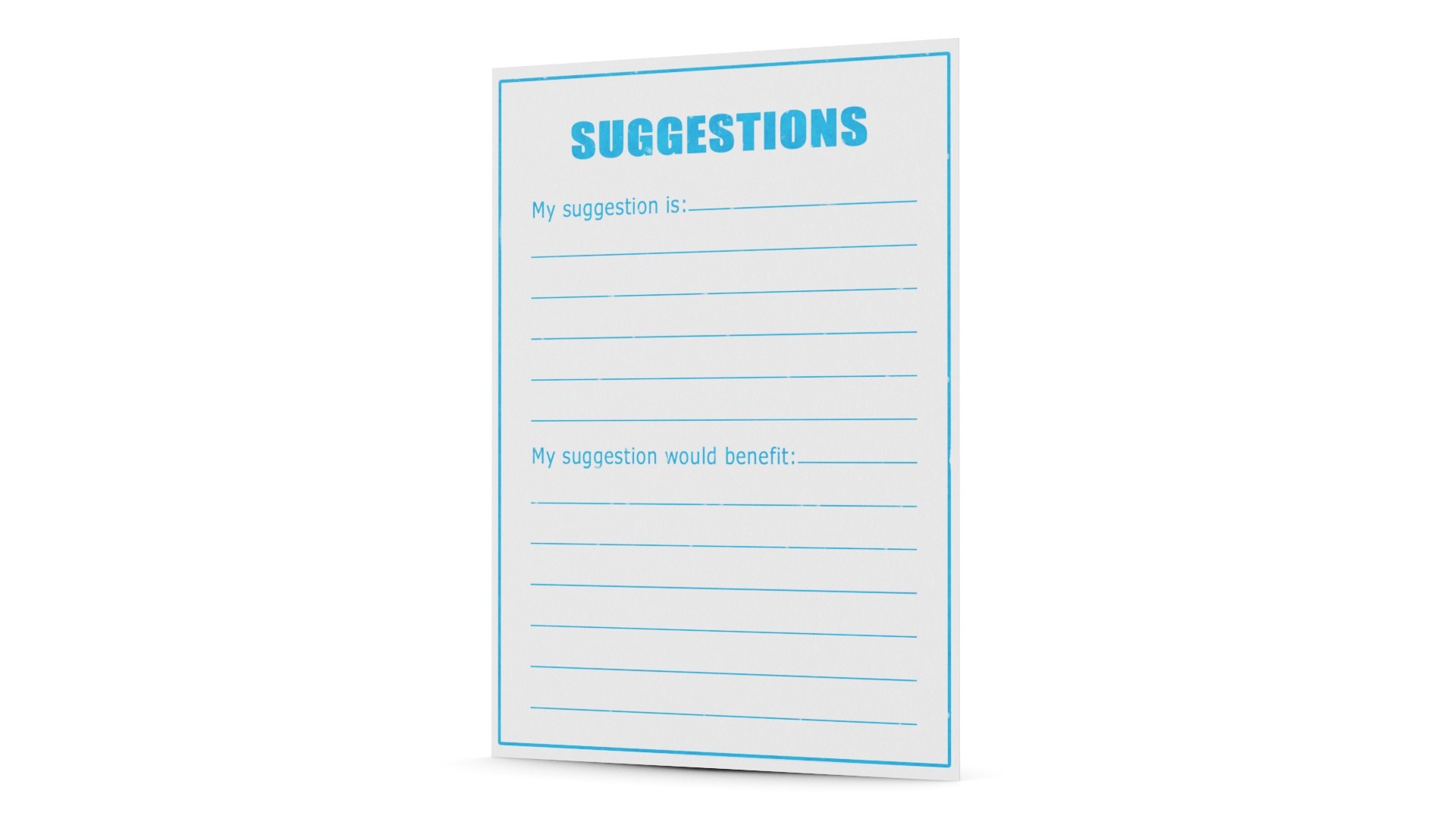 3D Blank Suggestions Form Light Blue - TurboSquid 2209226