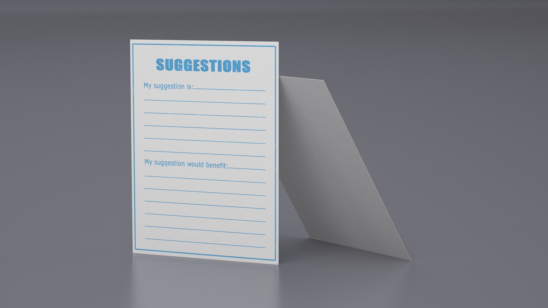 3D Blank Suggestions Form Light Blue - TurboSquid 2209226