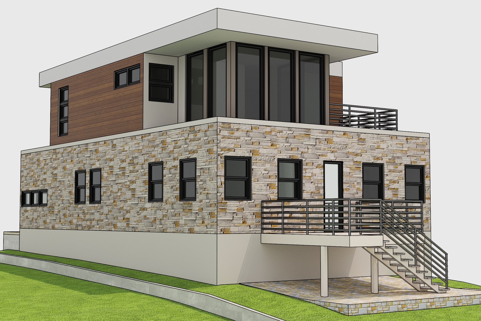 Modern Two Storey Luxury Home 3D - TurboSquid 2076527
